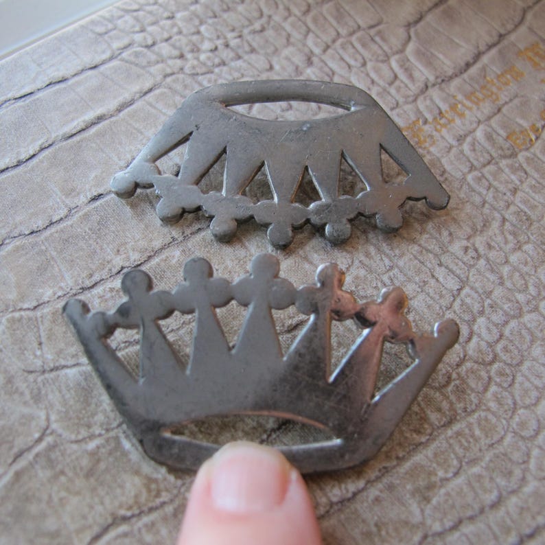 Chrome Steel Crown Shaped Sewing Buttons, Vintage, 2 Matching Silver ...