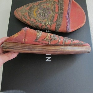 Antique Older Vintage Moroccan Goatskin Slippers, Babouche Slippers ...