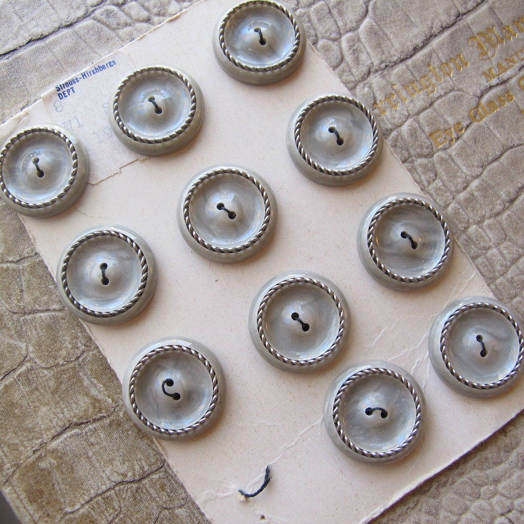 Grey Marble Resin Buttons With a Silver Braided Wire Accent Ring ...