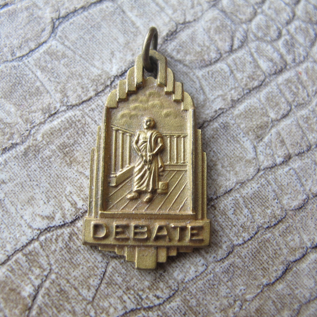 Debate Charm Memento Souvenir Award, Art Deco Gold Tone College ...