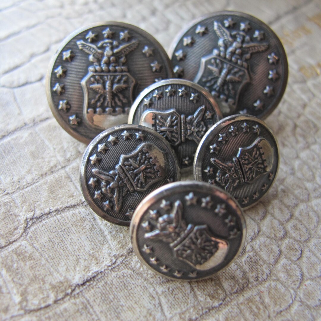 United States Air Force Military Silver Tone Button Set, Silver Tone ...