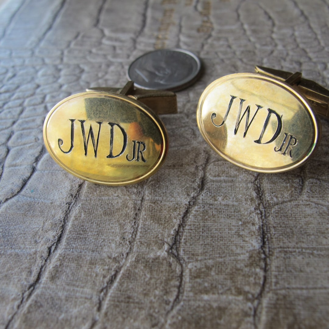 Monogram Estate Cufflinks, Makers' Mark BAB 1/20 12k GF. Hand Block ...