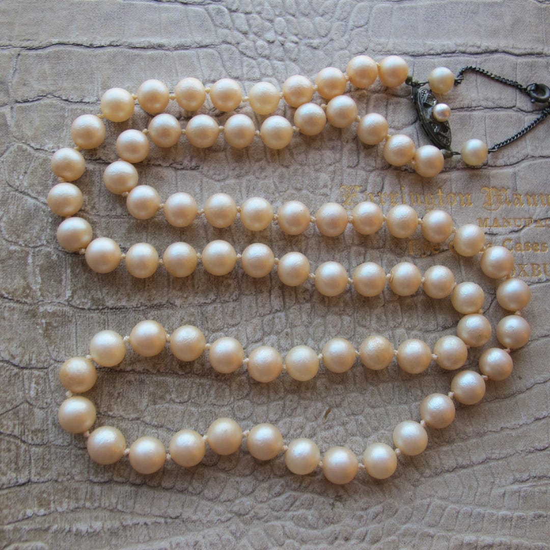 835 Silver JKA German Signed Clasp, 24 IN Manmade 7.3 MM Glass Bead ...