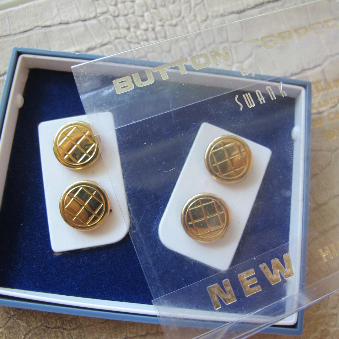 Men's Unisex SWANK Button Toppers, Hinged Action, Gold Tone Finish ...