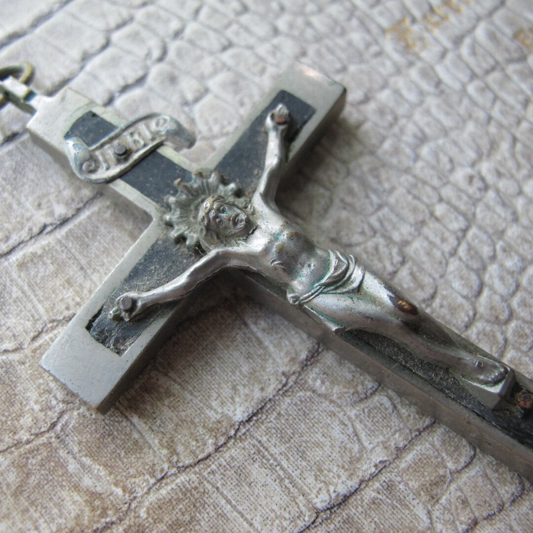 Crucifix Ebony 3 5/8 IN Hand Held or Wall Size, Vintage Catholic ...