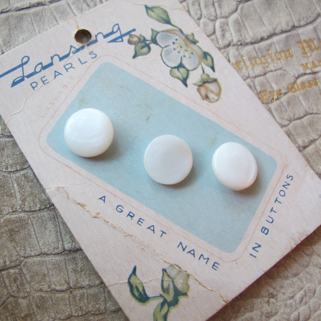 Old Stock on Original Card MOP Mother of Pearl Shell Buttons, 3 ...