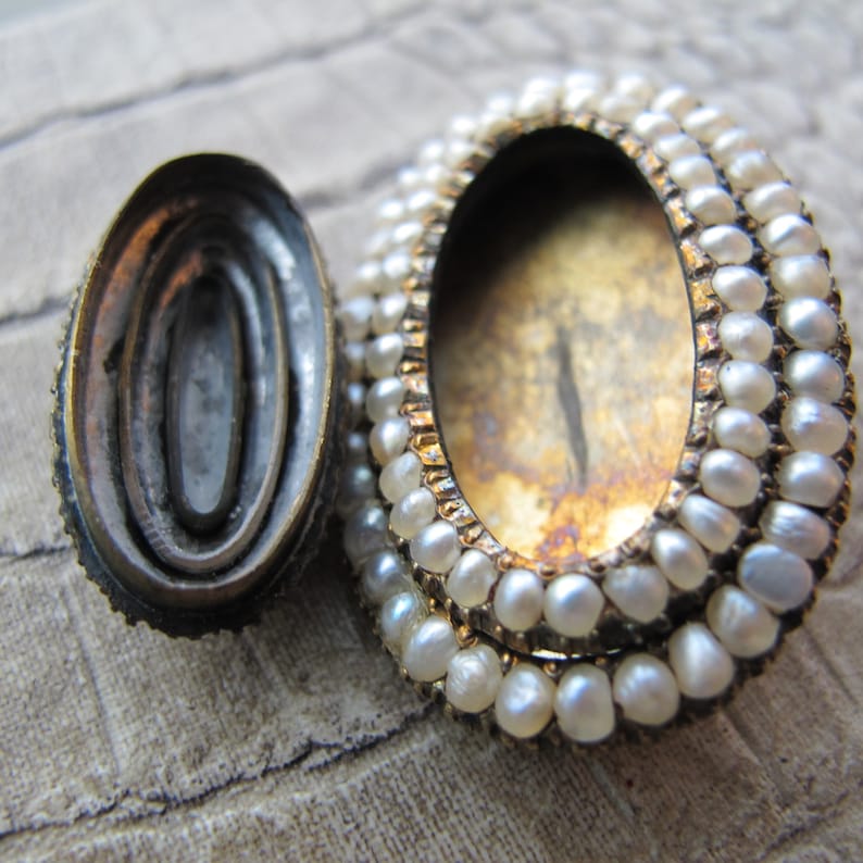 Georgian Victorian Genuine Seed Pearl 5 Tier Pinchbeck Brooch Locket ...