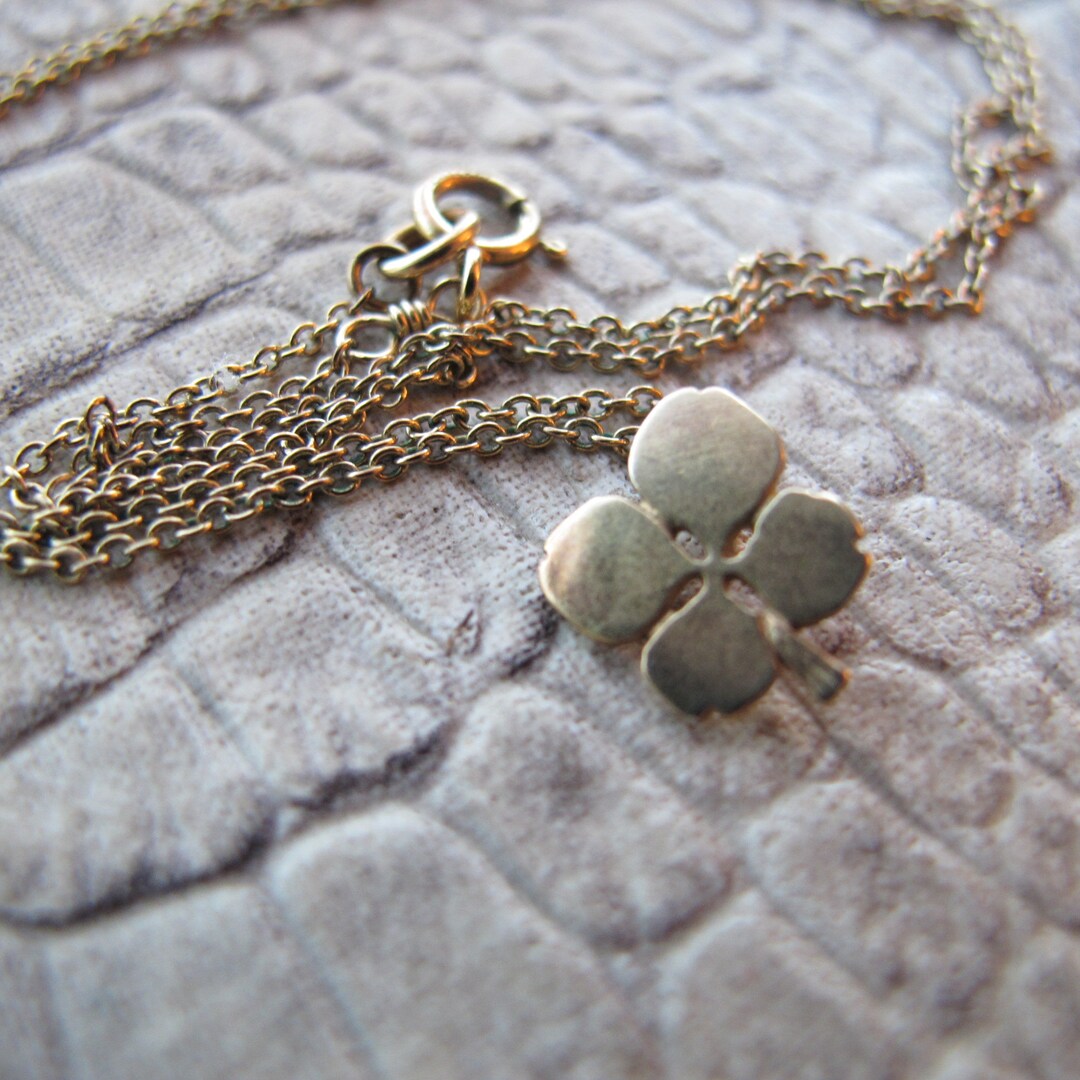 Gold Filled 4-leaf Tiny Clover Pendant Chain Necklace. Vintage Little ...
