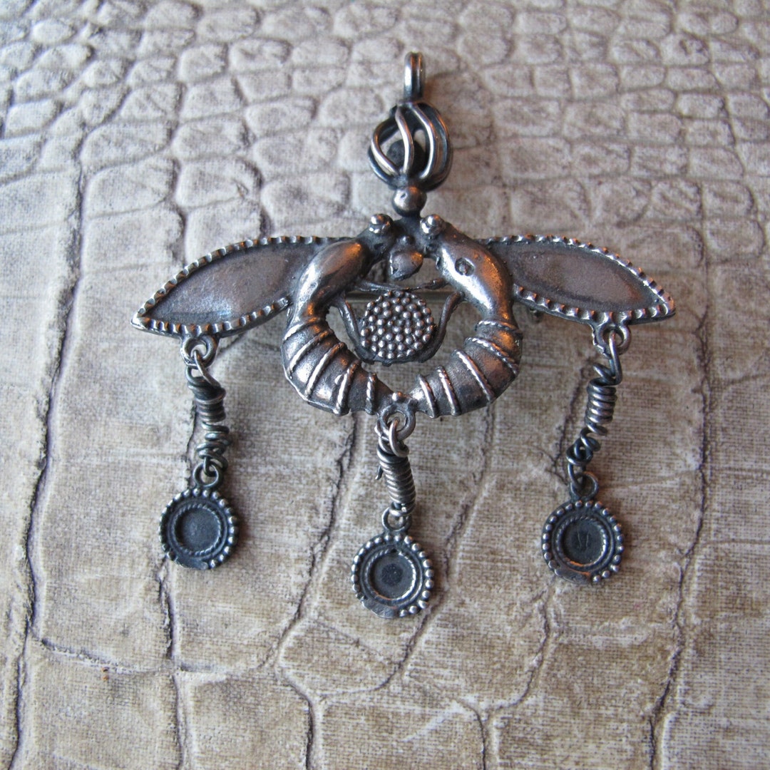 Minoan Bees of Malia Sterling Silver Brooch Pin or Pendant Use, Stamped ...