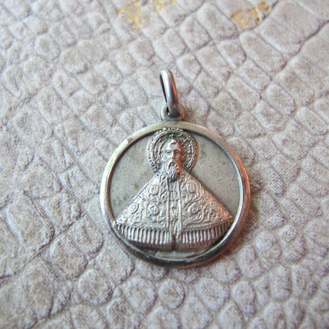 Catholic Unique Silver Saint Medal Pendant Charm, Spiritual Protective ...