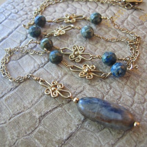 14k Gold Filled Gemstone Bead Chain Pendant Necklace. Labradorite ...