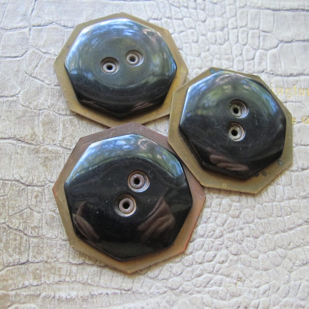 Octagon Metal W/ Resin Overlay Large Coat Jacket Size Buttons, 3 ...