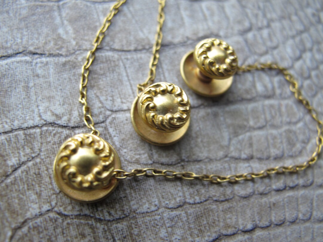 Antique Vest Gold Gilt Buttons With Chains Chained Gilt Stud - Etsy