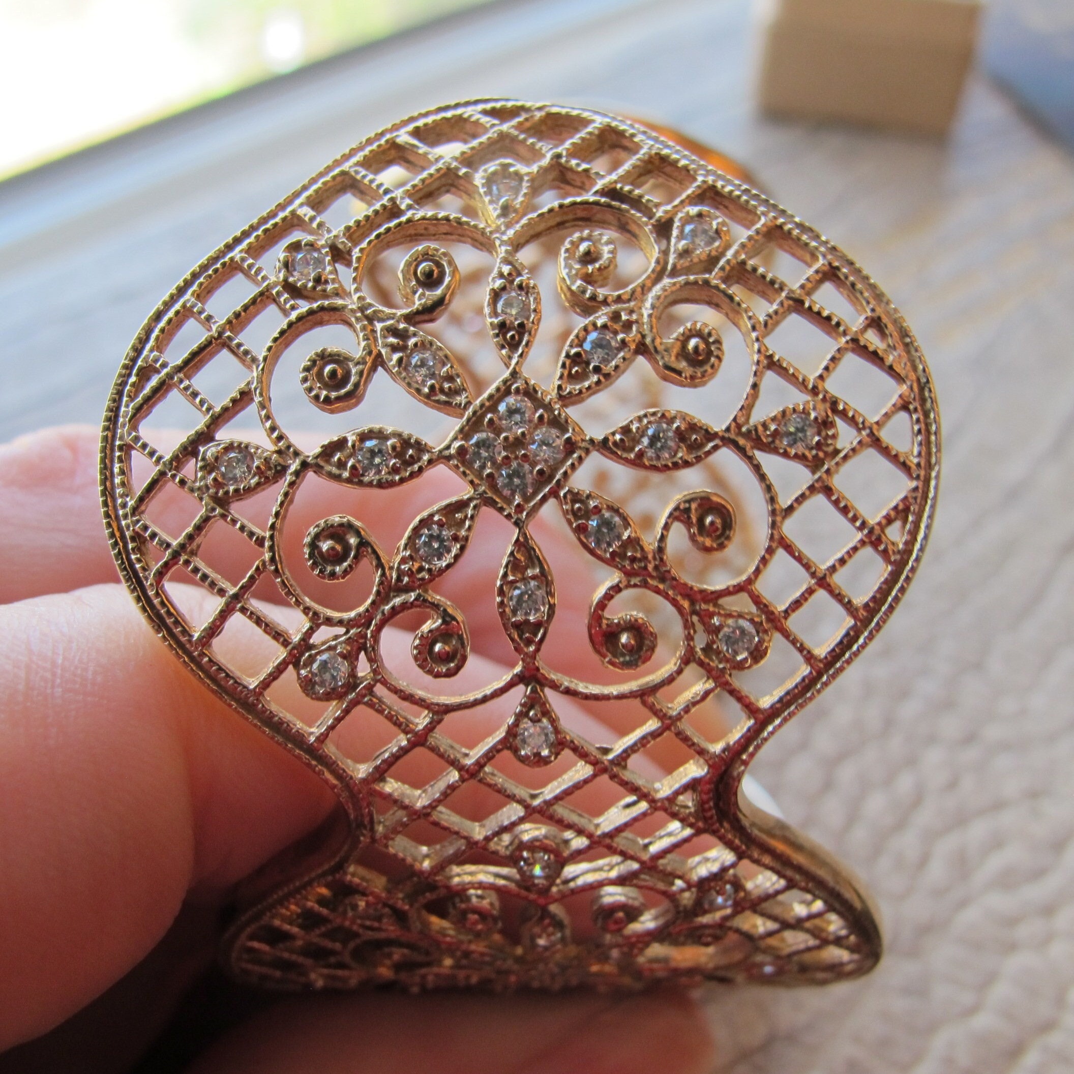 Arabesque Lattice Work Filigree Gilt Gold Vermeil on 925 Silver ...