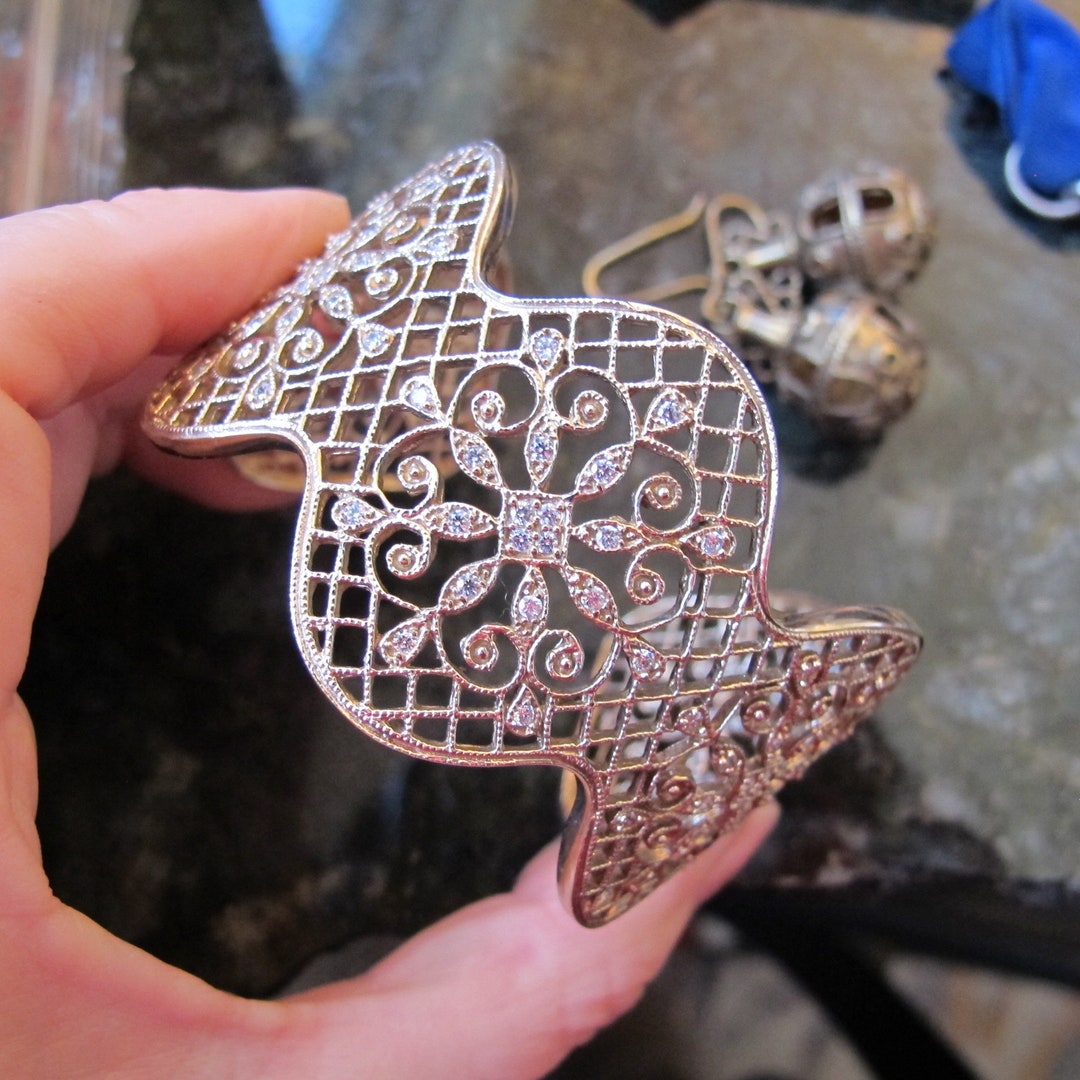 Arabesque Lattice Work Filigree Gilt Gold Vermeil on 925 Silver ...