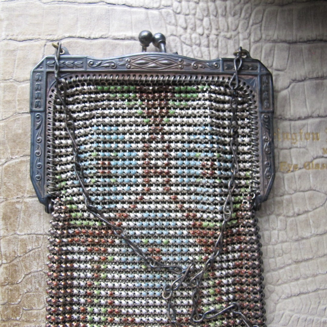 Mesh Whiting & Davis Co Bag, Chain Handle Purse, Small Art Deco Era ...