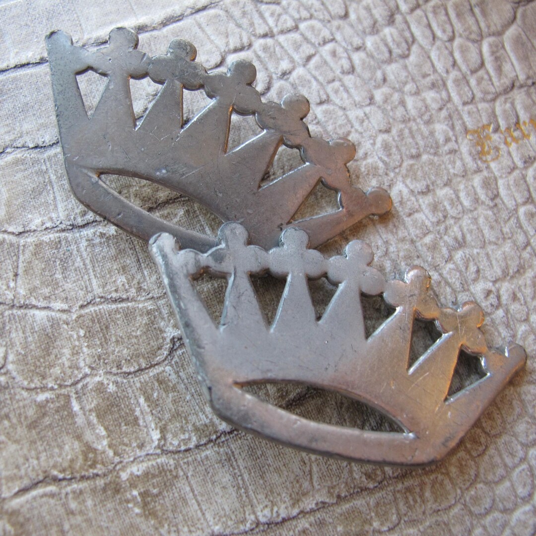 Chrome Steel Crown Shaped Sewing Buttons, Vintage, 2 Matching Silver ...