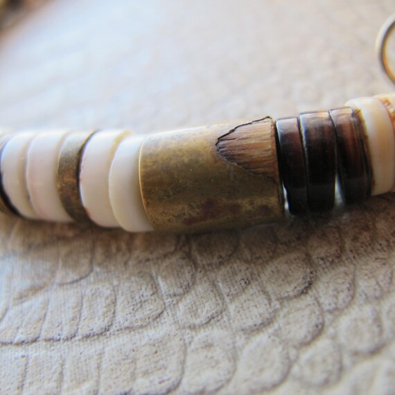 Pueblo Native American Indian Heishi Shell Bead, Bras… - Gem