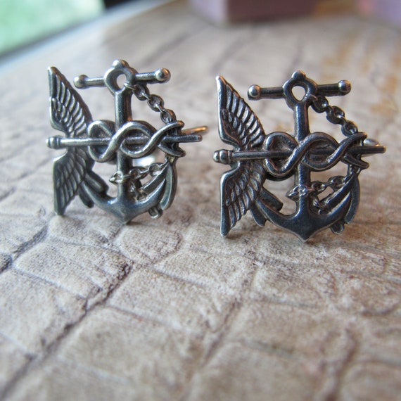 Navy Caduceus Silver