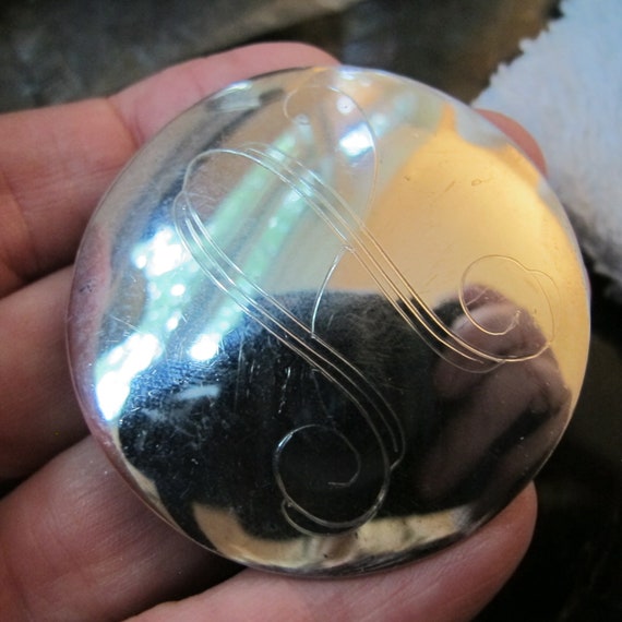 Large Round Disk With Engraved Letter Initial A Sterling 925 - Etsy