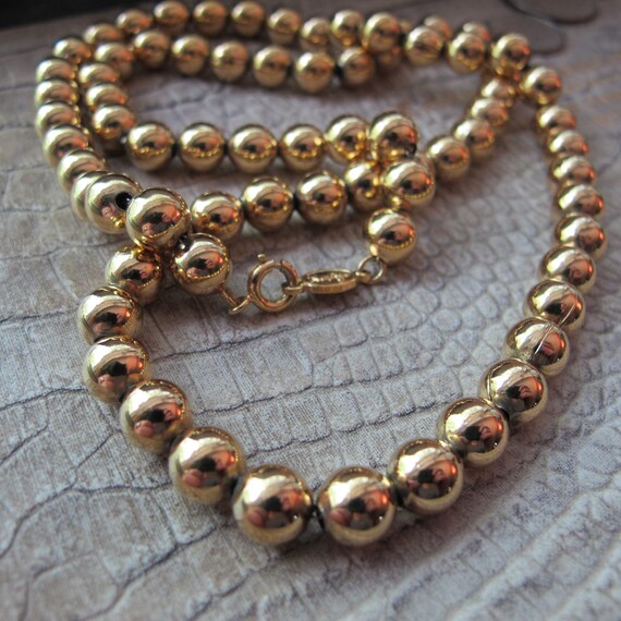 Designer Gold Bead klassische traditionelle Uniform Halskette signiert Napier aufgereiht auf Kette. Gold Ton Kostum Mode Perlen 24 IN Halskette Etsy