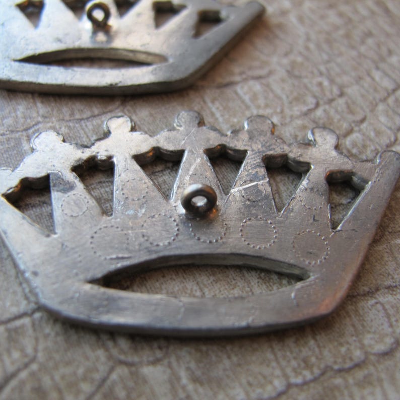 Chrome Steel Crown Shaped Sewing Buttons, Vintage, 2 Matching Silver ...