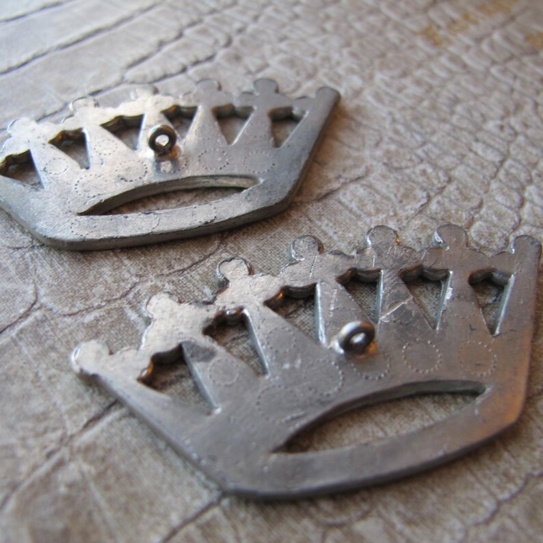 Chrome Steel Crown Shaped Sewing Buttons, Vintage, 2 Matching Silver ...