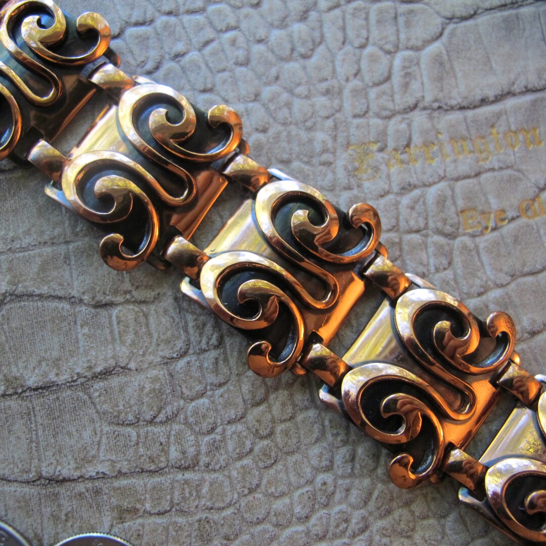 Copper Panel Link Vintage Mid Century Designer Quality Bracelet. Retro ...