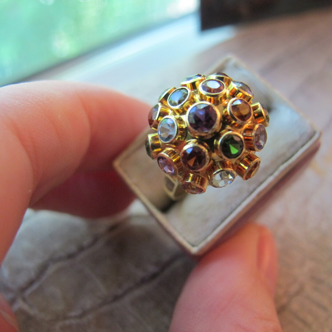 18k Sputnik Gemstone Ring Makers Mark 750 & 18k Stamp Signed ...