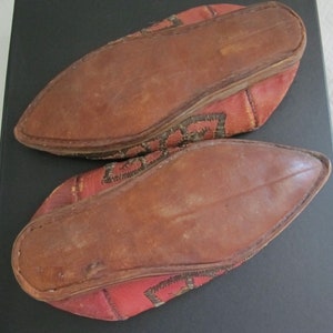 Antique Older Vintage Moroccan Goatskin Slippers, Babouche Slippers ...