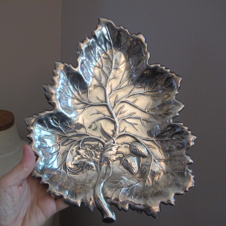 Sterling Silver Repousse Leaf, Vine, Strawberries Foot Dish, Platter ...