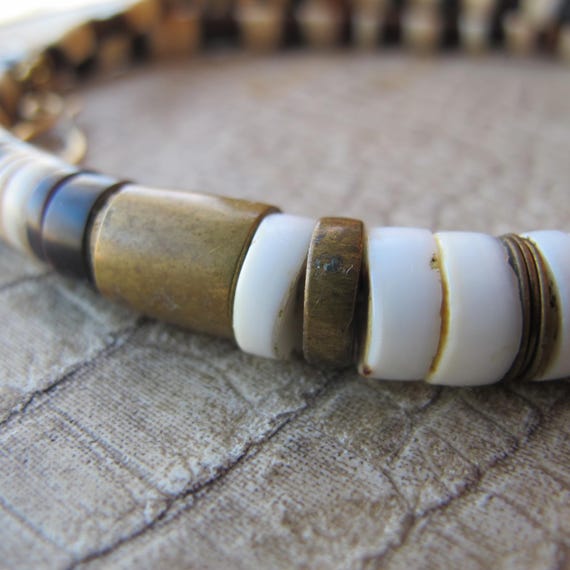 Pueblo Native American Indian Heishi Shell Bead, Bras… - Gem