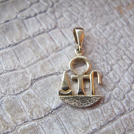 Egyptian Ankh Symbols Gold Plate Plated Pendant Charm… - Gem