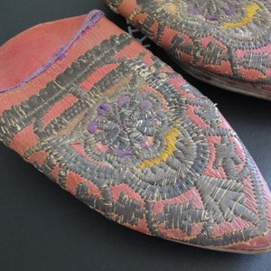 Antique Older Vintage Moroccan Goatskin Slippers, Babouche Slippers ...
