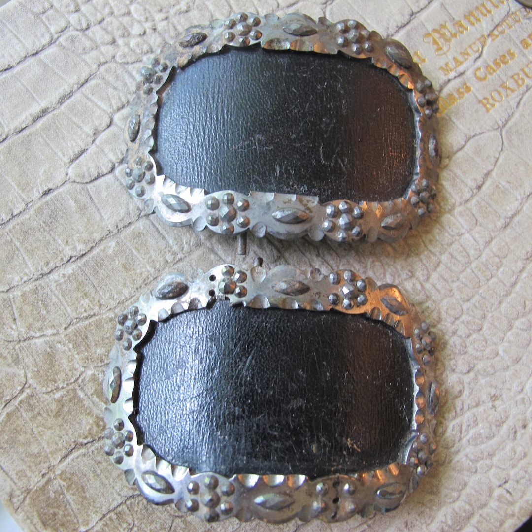 Antique Cut Steel Shoe Buckles, European English Scottish Men's Leather ...