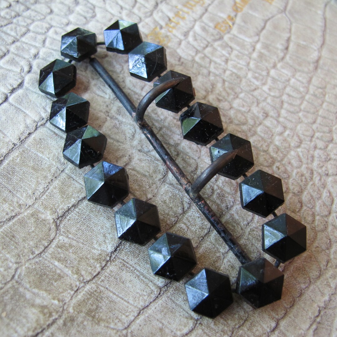 Antique Victorian Black Glass Sash Buckle. 1800's Black Glass Buckles ...