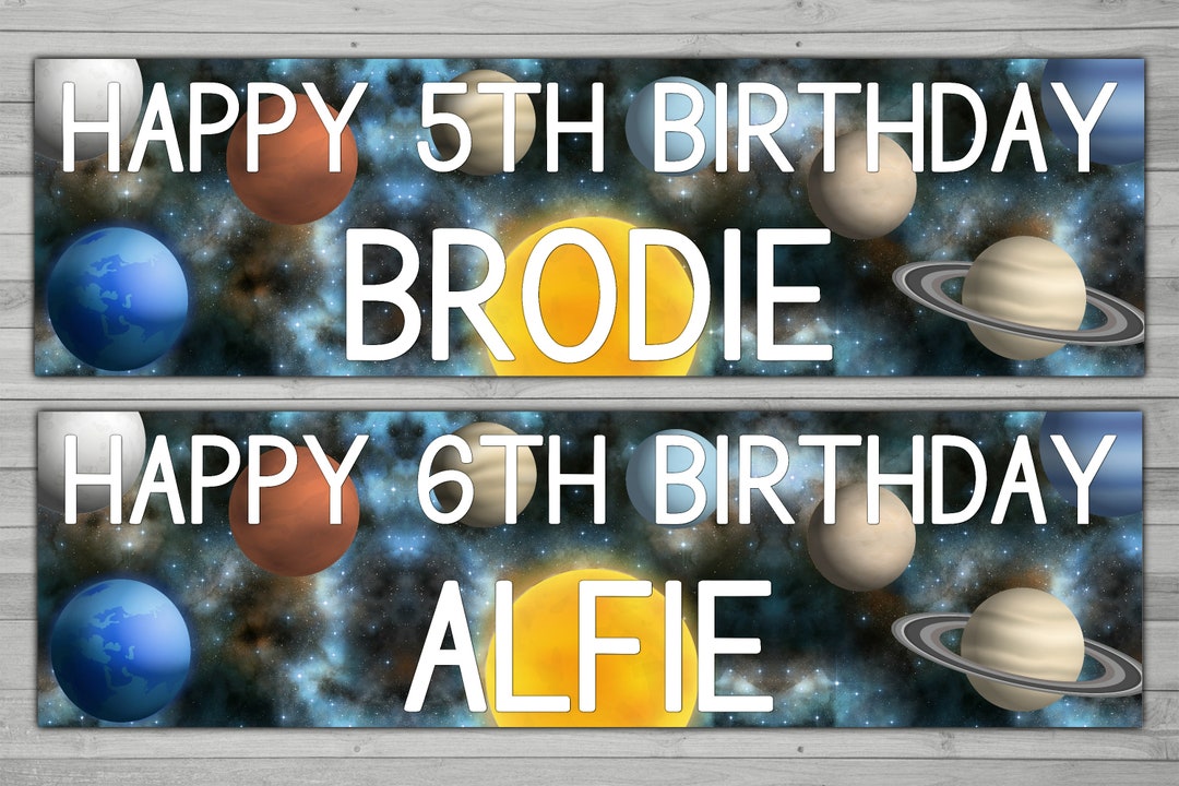 Personalised Birthday Outer Space Planets Theme Birthday Party Large or ...