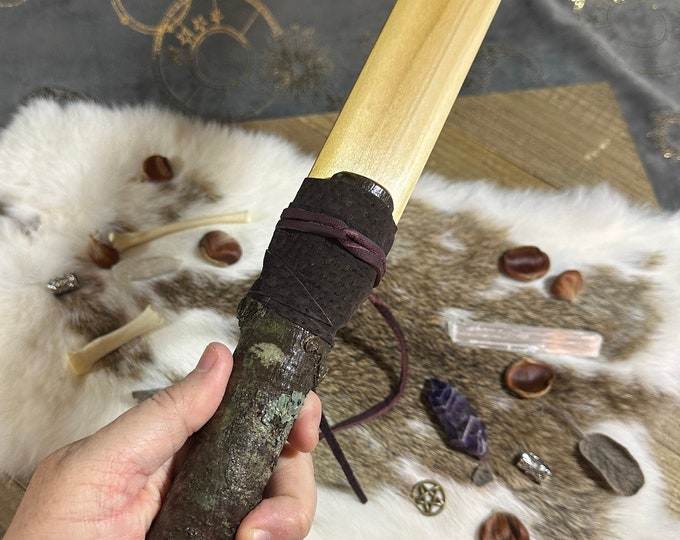 Wooden Athame- Moss Magick - Handmade and All Natural - Wood Leather ...