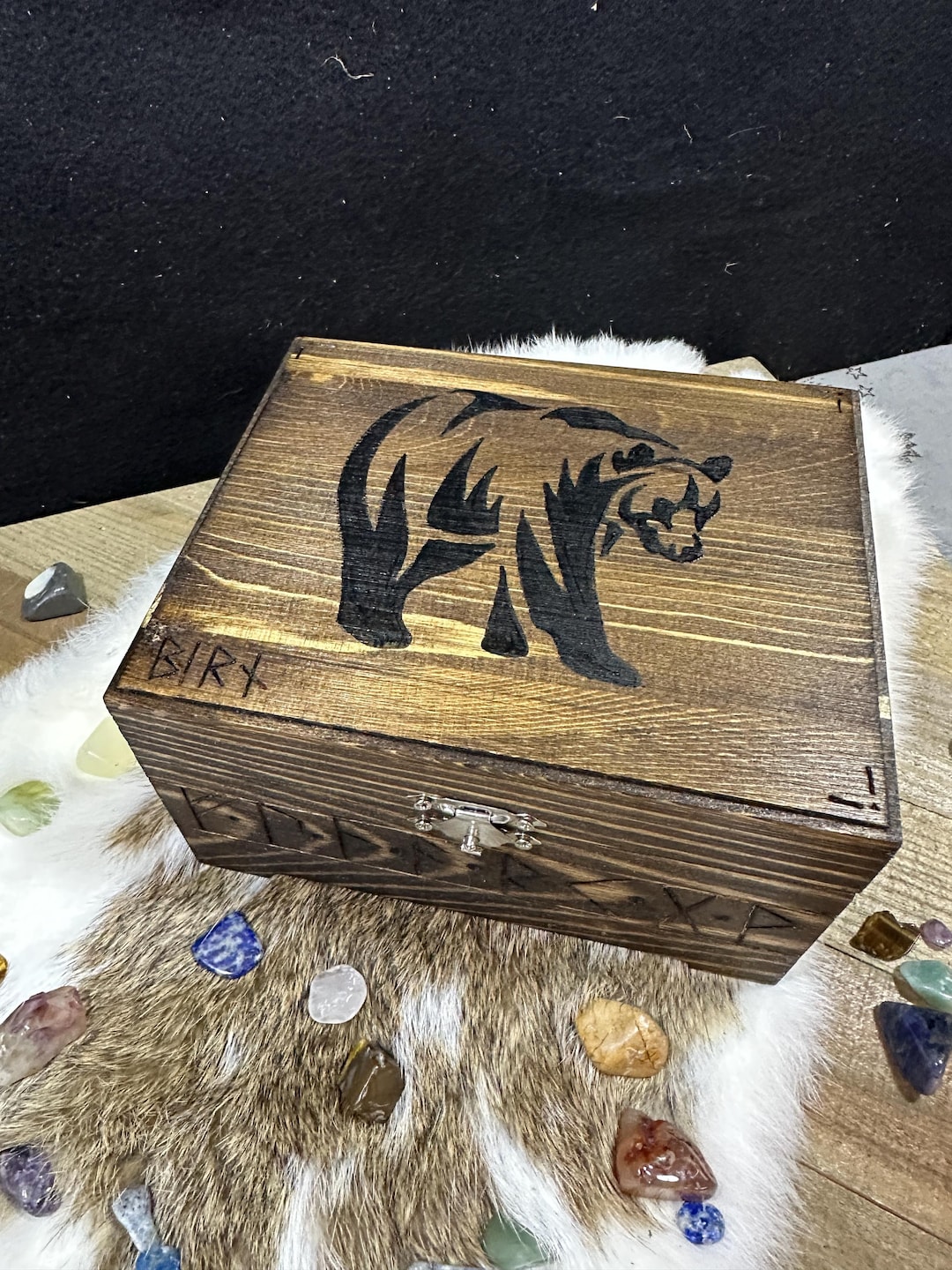 Bear Totem Runes Box: Hand-painted Wooden Pagan Keepsake - Etsy