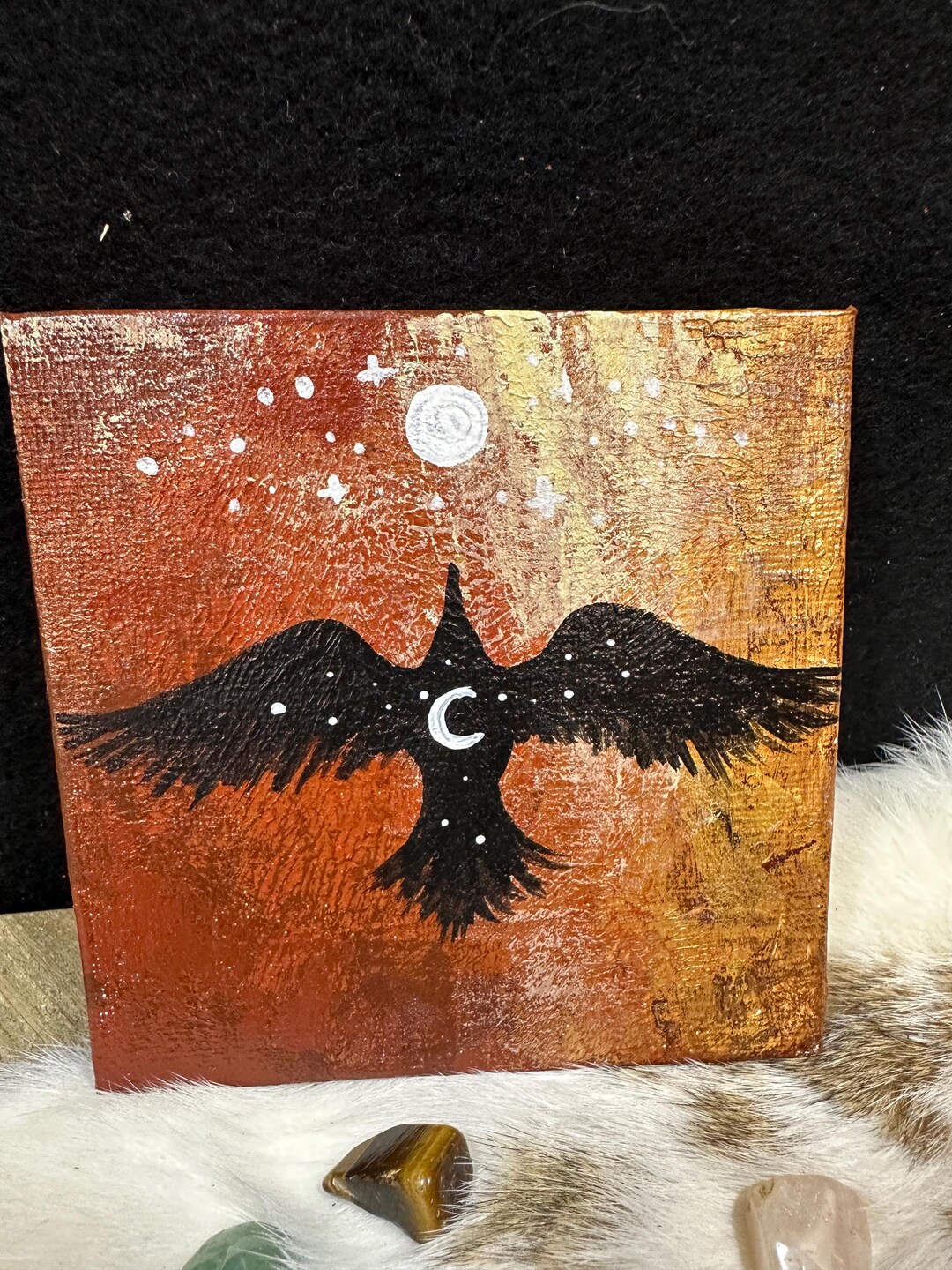 Raven Crow Totem - Original Painting - Pagan Primitive Totem Neolithic ...