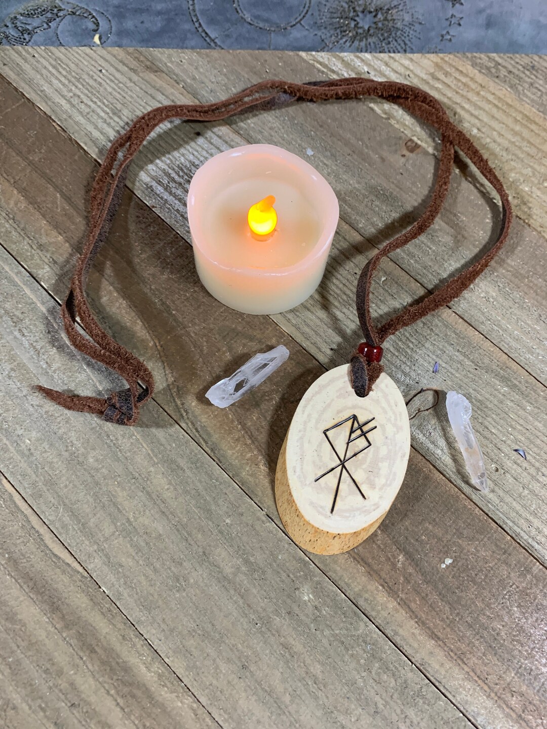 Wolf Bindrune Amulet -- Birch Wood -- Nordic Elder Futhark Rune - Pagan ...