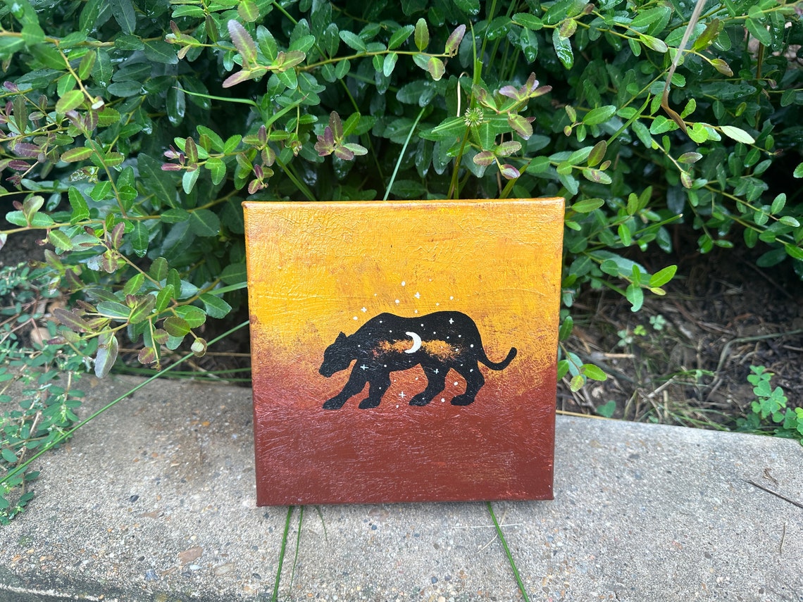 Panther Totem -- Original Painting -- Pagan Primitive Goddess Totem ...