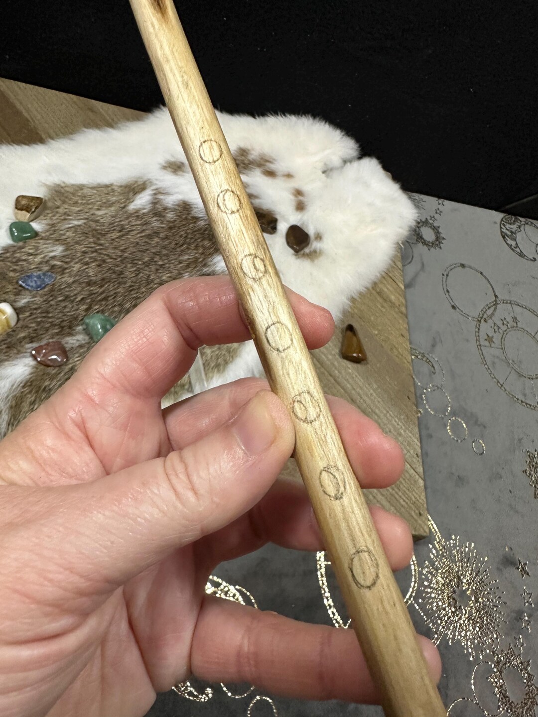 Wand--moon Phases in Ash -- Handmade - All Natural Ash Wood - Wicca ...