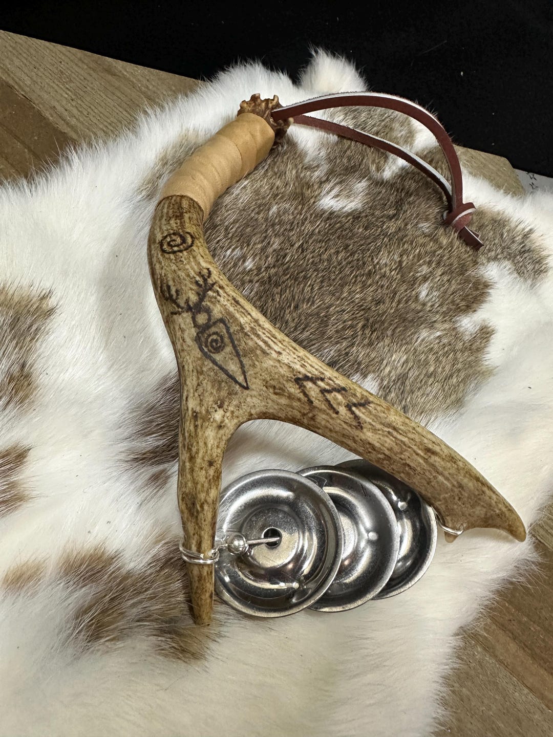 Horned God of the Witches - Shaman Antler Cymbal Rattle - Handmade ...