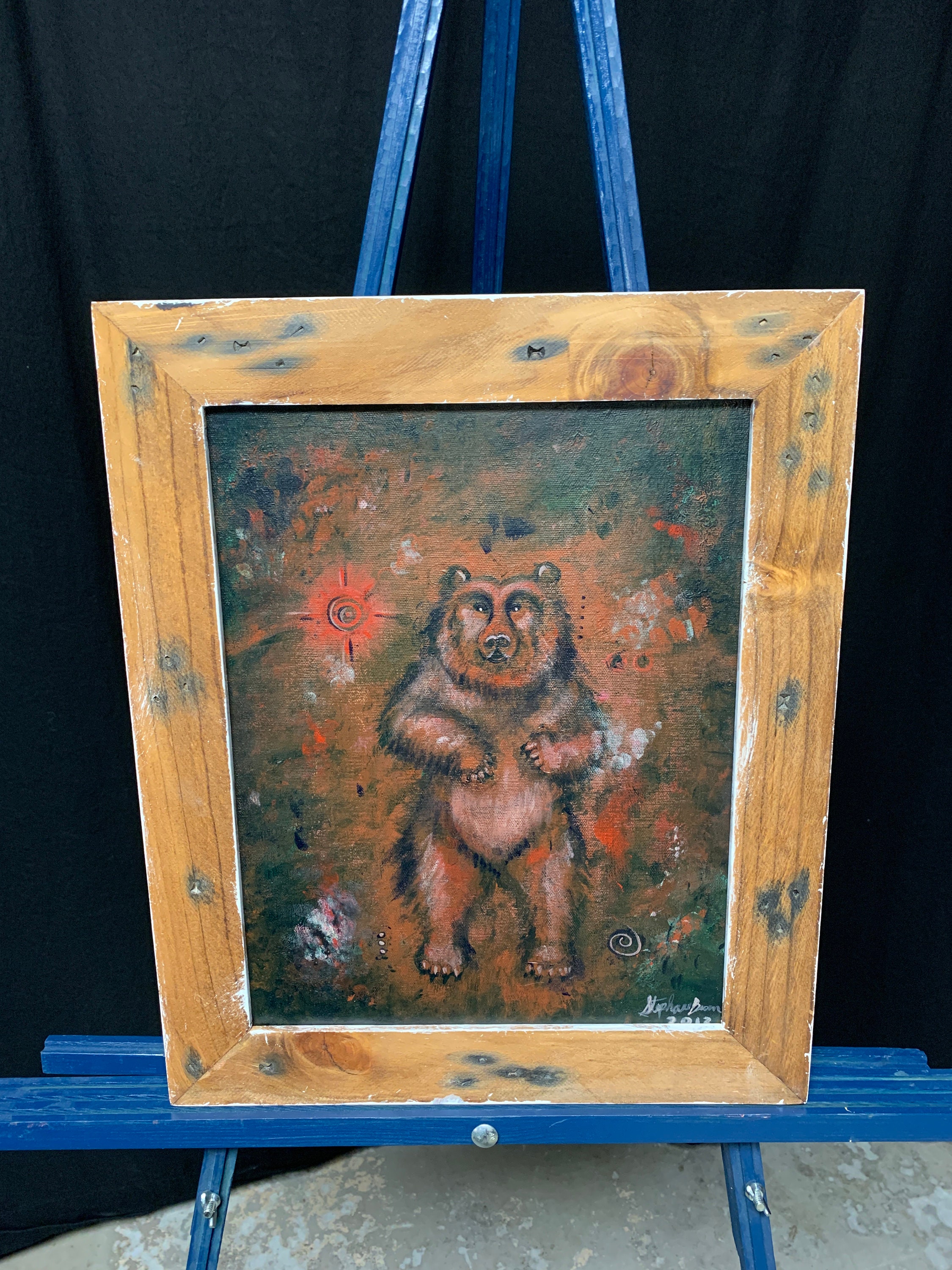 Standing Bear -- Original Painting Framed -- Pagan Primitive Goddess ...