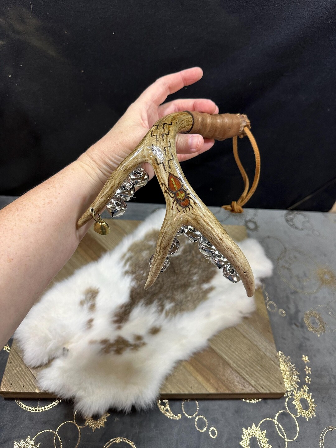 Spider Totem - Shaman Antler Bell Rattle - Handmade- Native Primitive ...