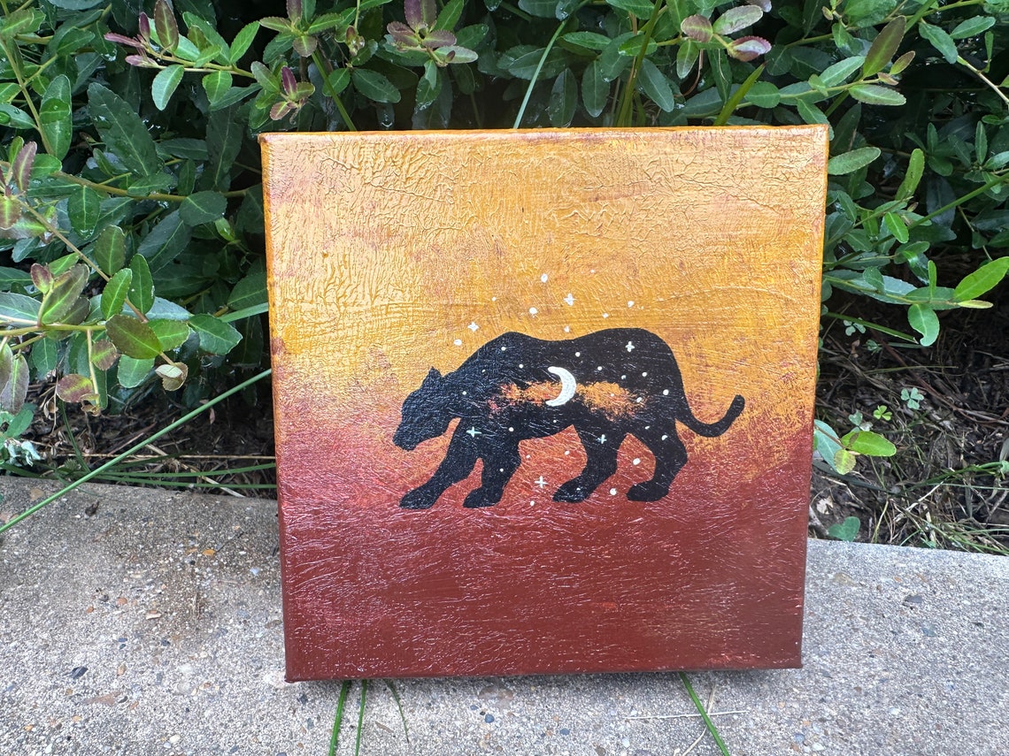 Panther Totem -- Original Painting -- Pagan Primitive Goddess Totem ...
