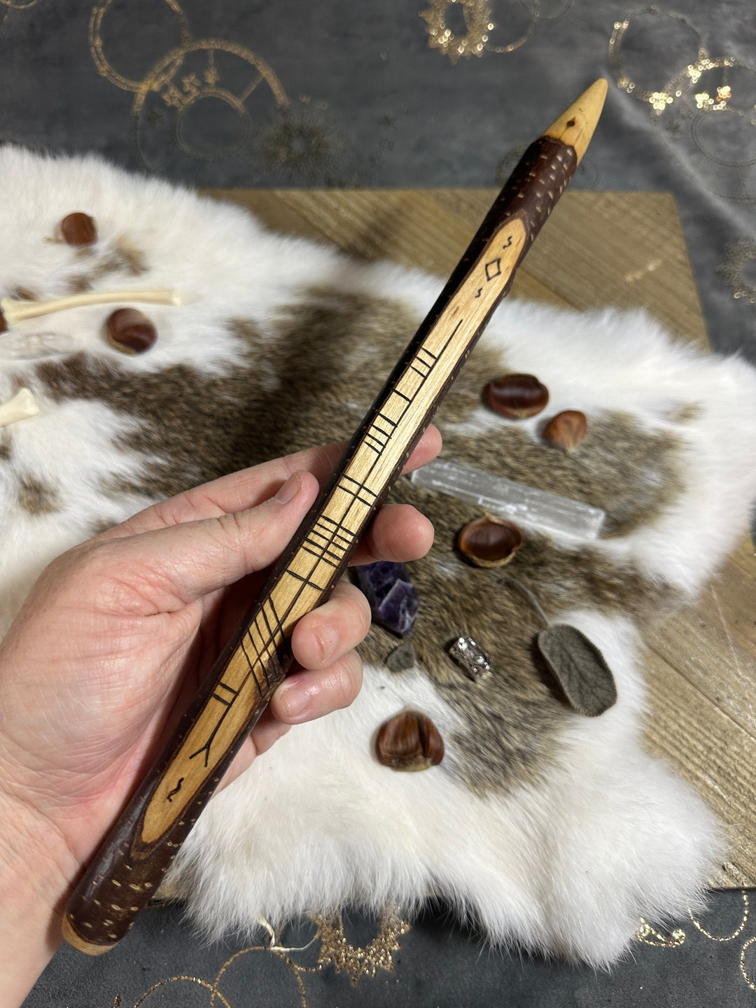 Wand Celtic Magick Handmade All Natural Wood With Bag - Etsy