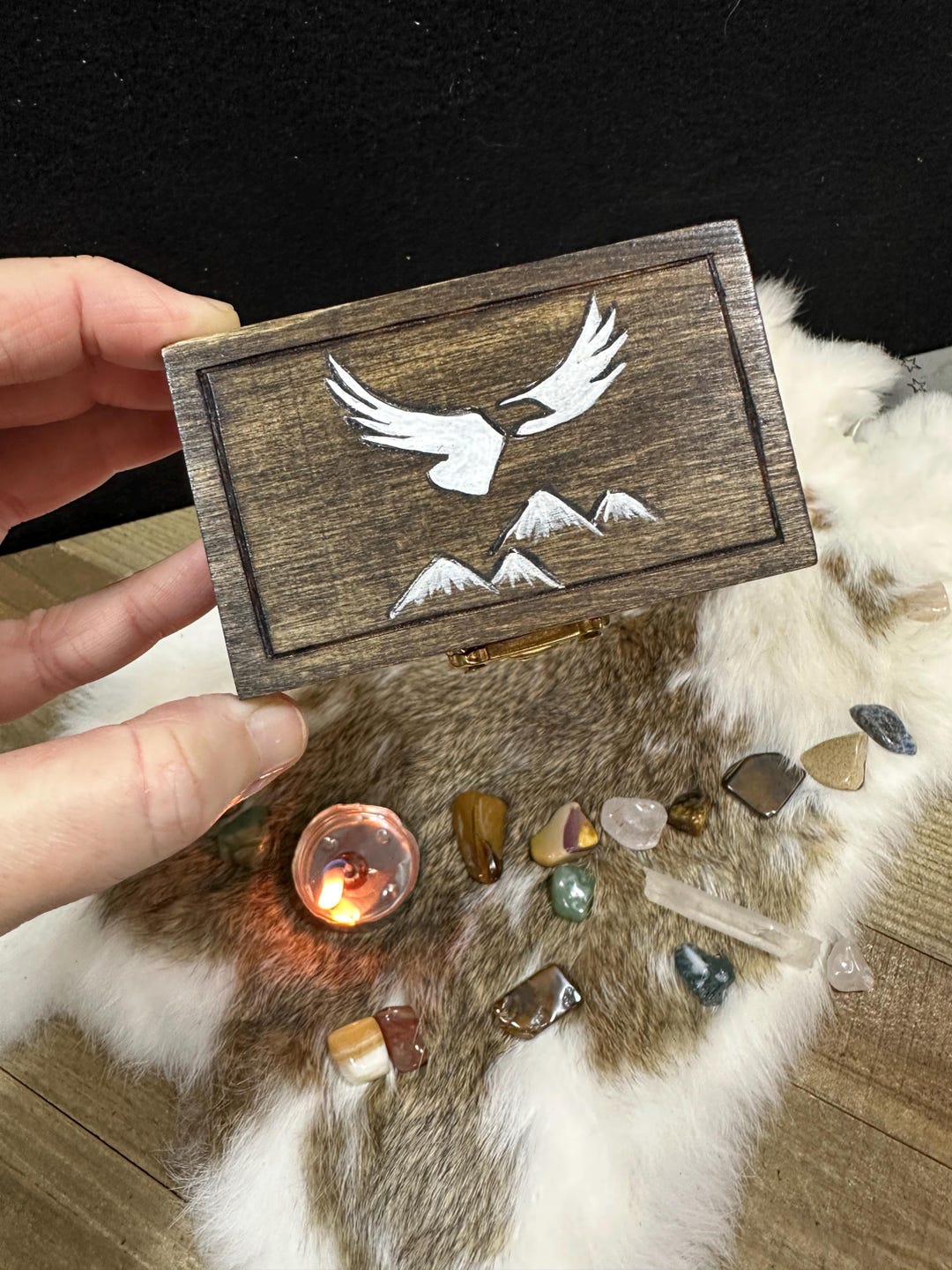 Eagle Totem Box - for Crystals Cards Runes Ogham Bones - Pagan Wiccan ...