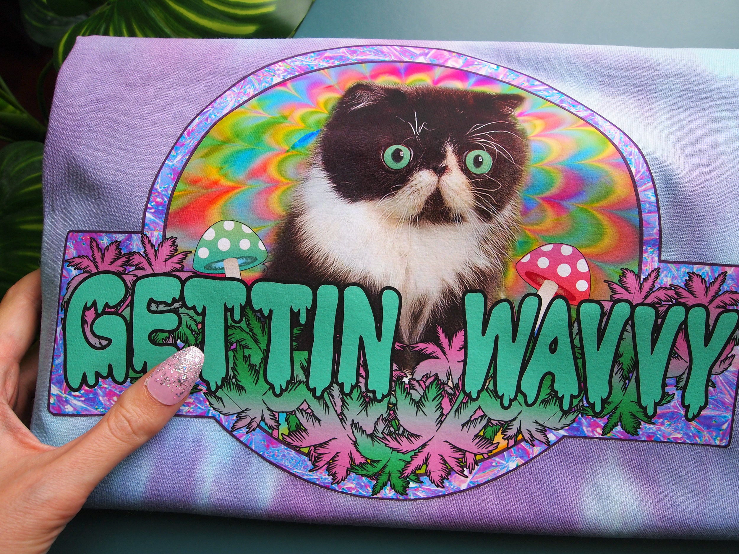 Wavvy Cat Tie Dye Rainbow T-Shirt | Etsy